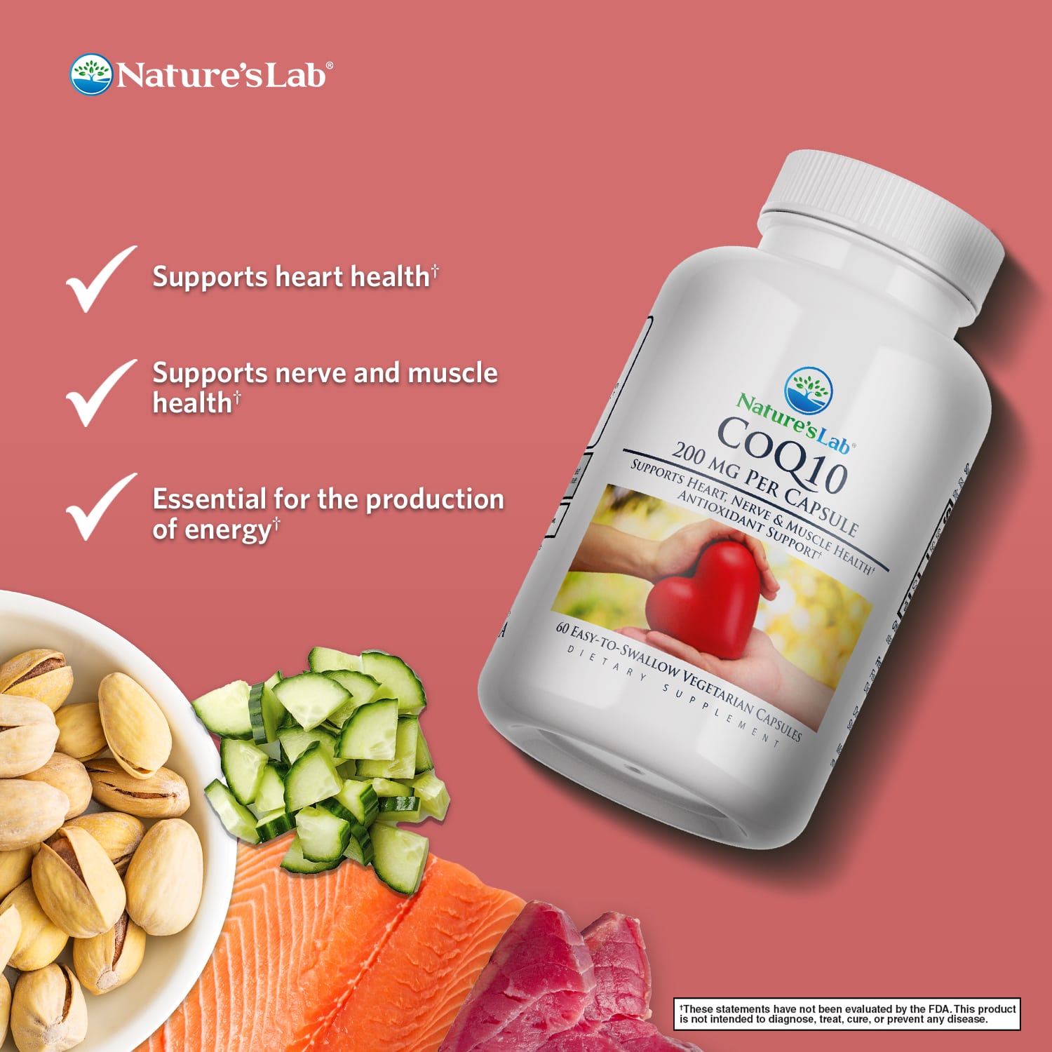 Nature's Lab CoQ10 200mg - Supports Heart, Nerve & Muscle Health