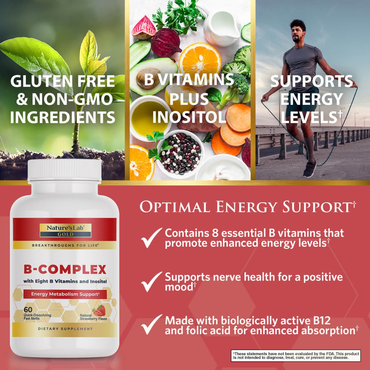 Nature's Lab Gold B-Complex - 60 Fast Melts