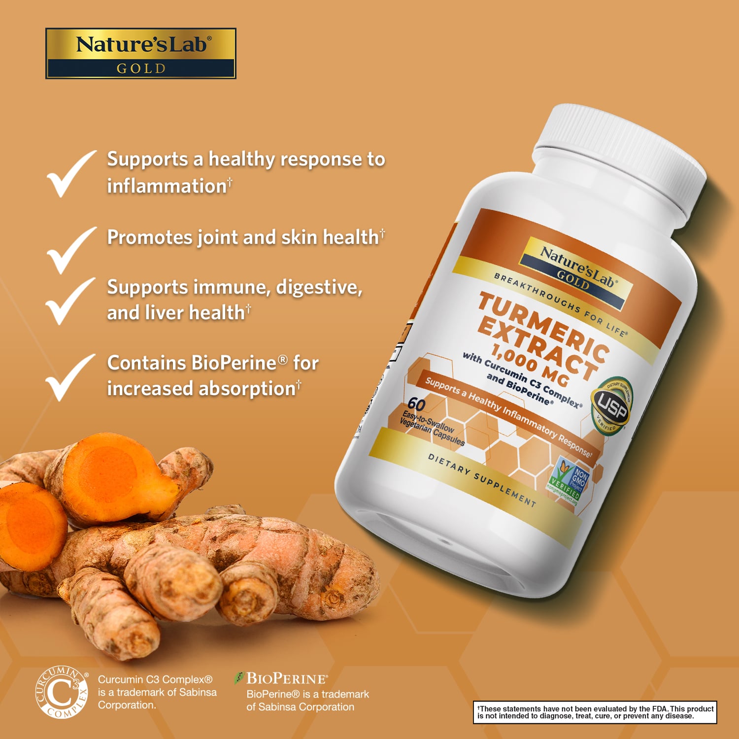 Nature's Lab Turmeric Extract with Curcumin C3 and BioPerine