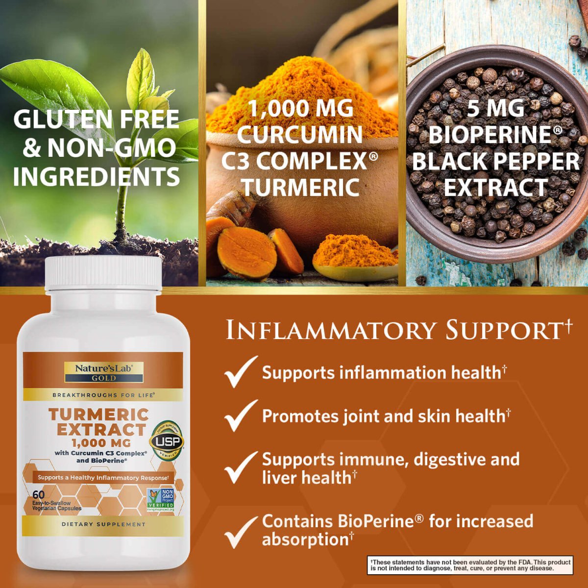 Nature's Lab Turmeric Extract with Curcumin C3 and BioPerine