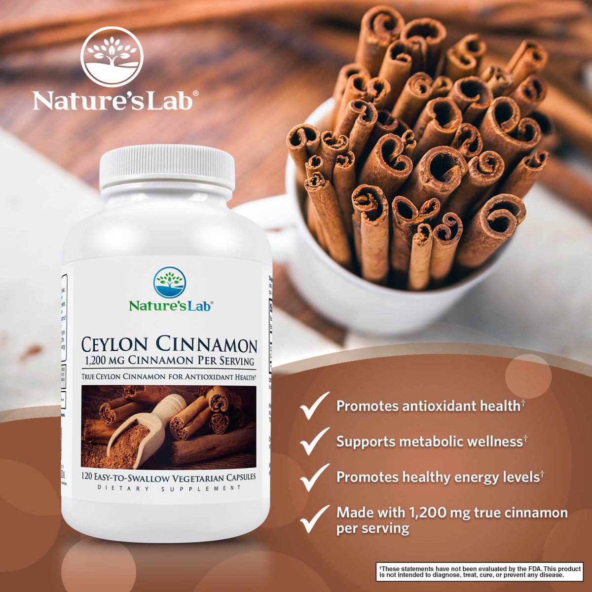 Ceylon Cinnamon Capsules | Cinnamon Supplement – Nature's Lab