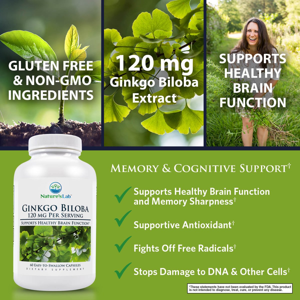 Nature's Lab Ginkgo Biloba - Promotes Healthy Brain Function*