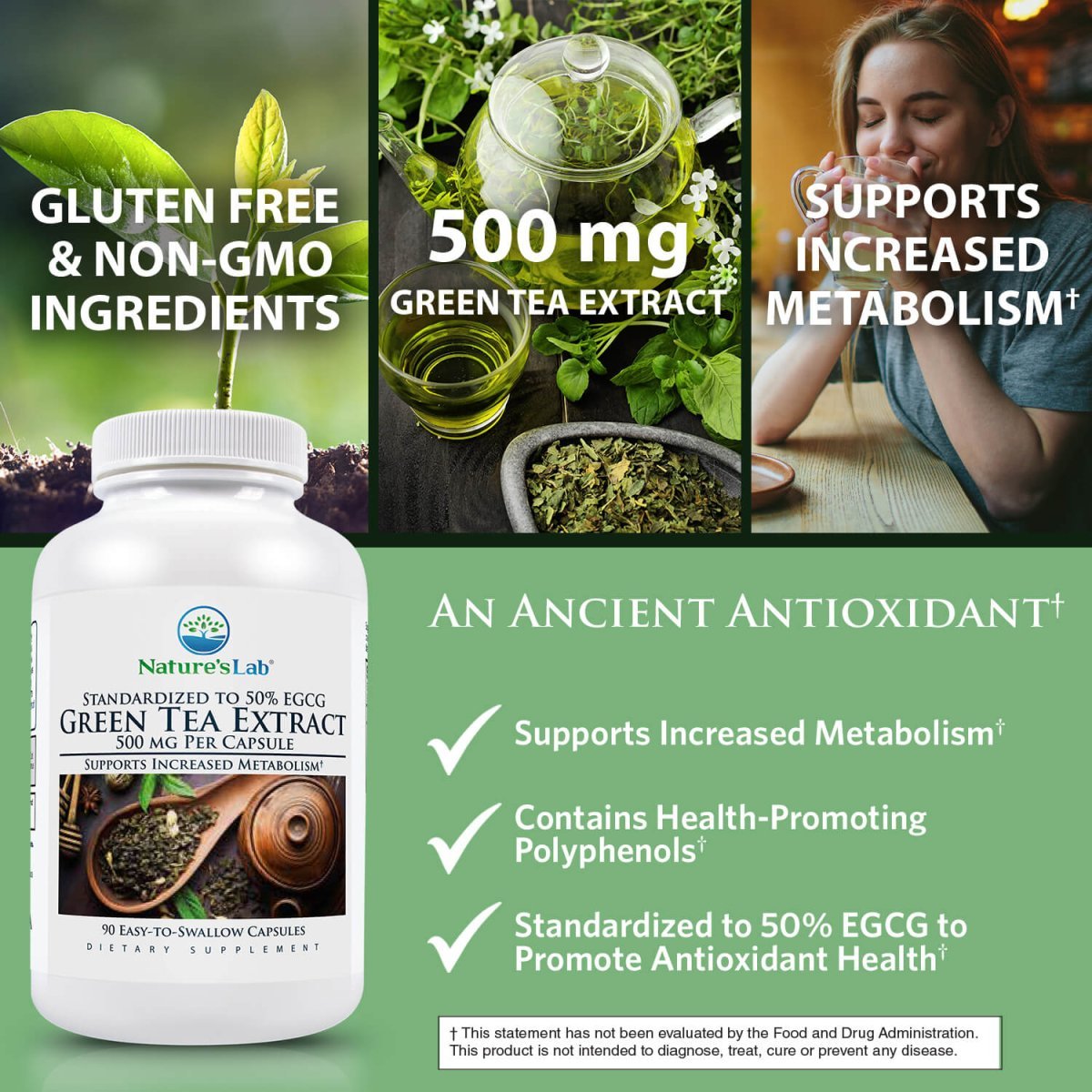 Nature's Lab Green Tea Extract - Supports Healthy Metabolism*