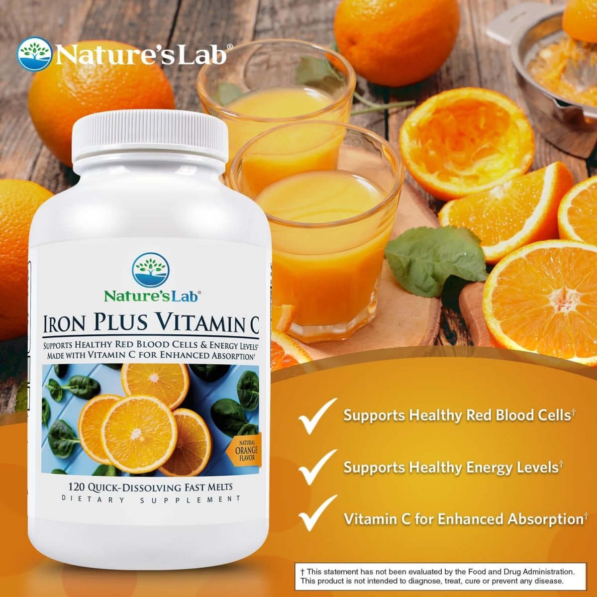 Iron Plus Vitamin C | Vitamin C Tablets with Iron – Nature's Lab