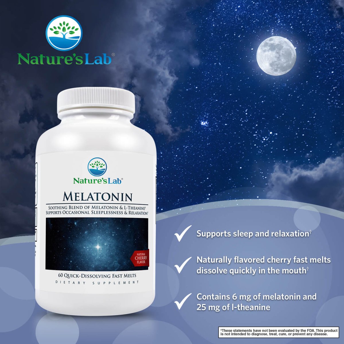 Melatonin with L-theanine | Restful Sleep Supplement – Nature's Lab